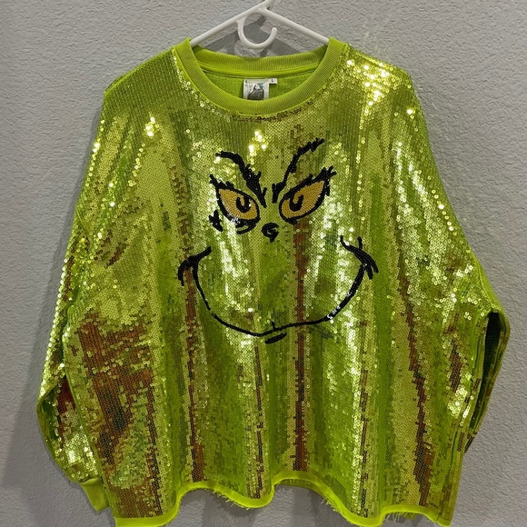 QUEEN OF SPARKLES | Tops | Queen Of Sparkles Green Sequin Grinch Top ...